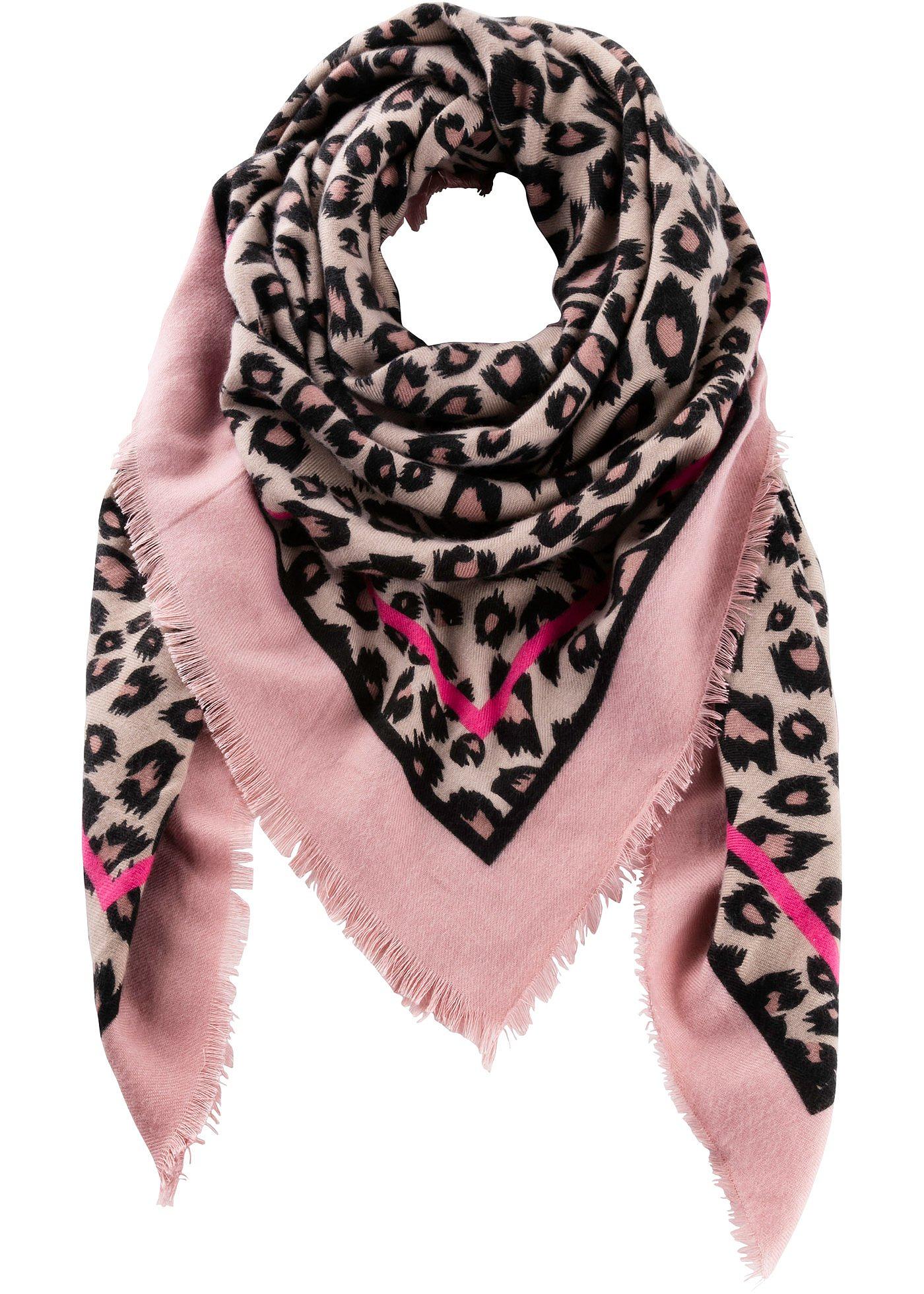 Moderiktig leopardmönstrad scarf - rosa, leopardmönstrad
