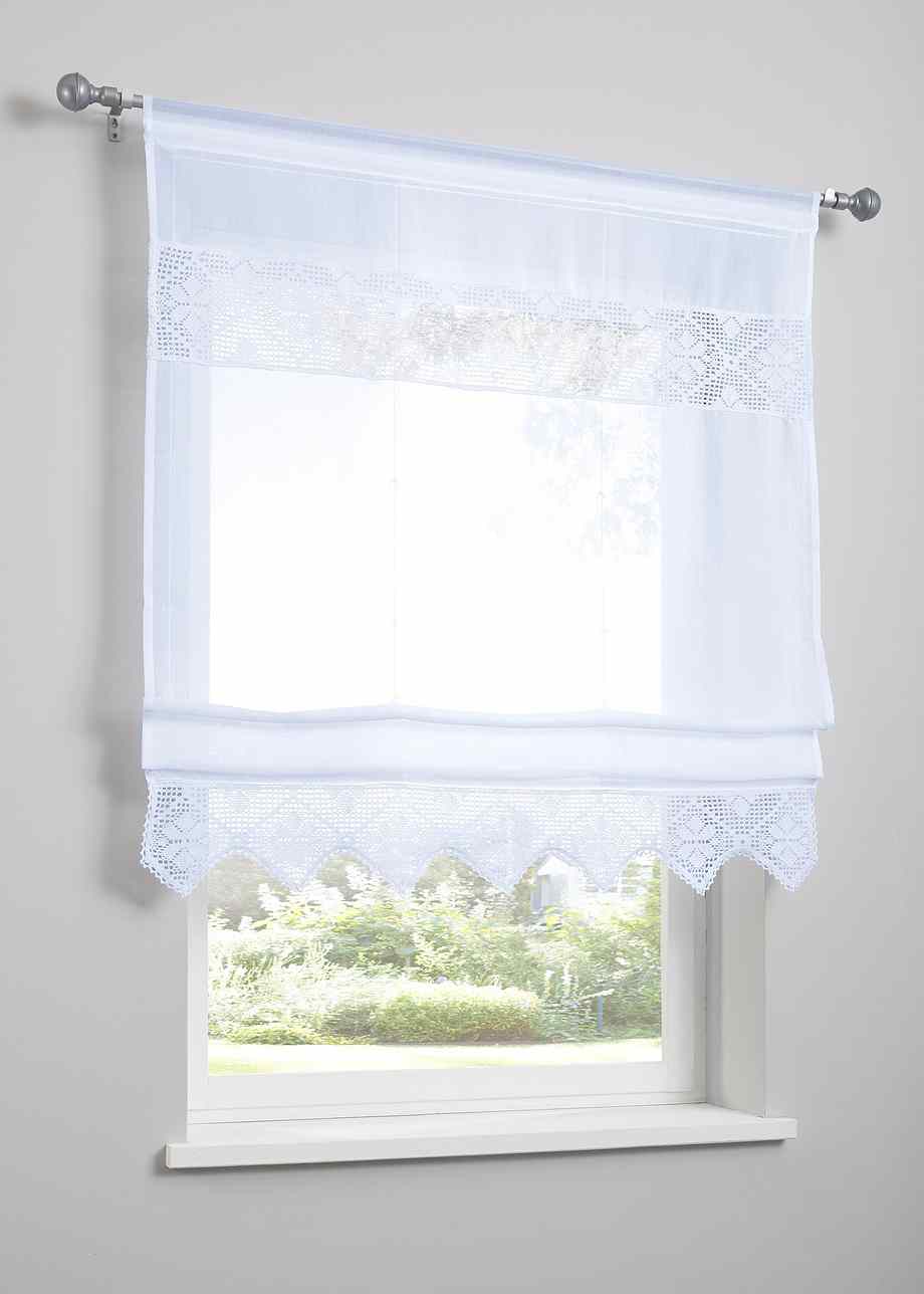 Hissgardin med charmiga virkade kanter i herrgårdsstil - vit, Kanal