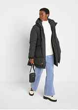 Bekväm vinterjacka med huva och fickor - svart